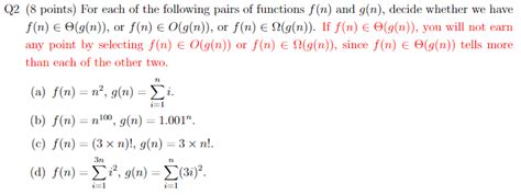 solved q2 8 points for each of the following pairs of