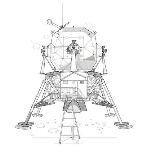 Premium Photo Minimalist Scientific Detailed Lines Lunar Module For Space