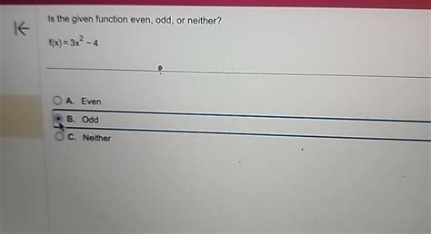 solved is the given function even odd or