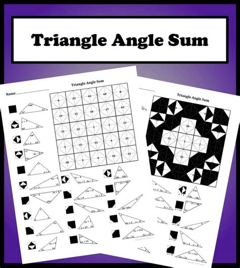 Triangle Angle Sum Theorem With Algebra Color Worksheet By Aric Thomas
