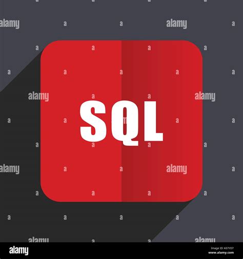 Sql Flat Design Web Vector Icon Red Square Sign On Gray Background In Eps 10 Stock Vector Image