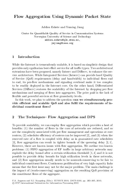 Pdf Flow Aggregation Using Dynamic Packet State