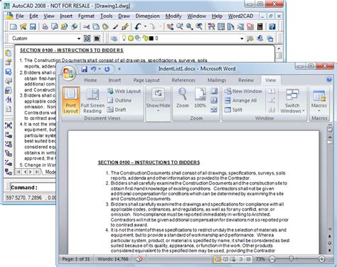 DotSoft Word2CAD AutoCAD BricsCAD And IntelliCAD Word Import Export