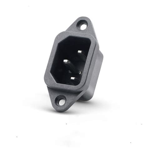 Iec320 C14 Ac Power Socket Nylon Copper Male 3pin Chassis Panel Mount Power Inlet Socket