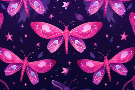 Color Moths Seamless Pattern Premium Ai Generated Vector