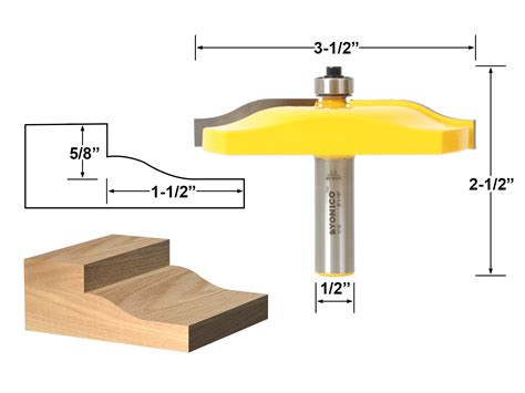 Large Ogee 5 Bit Cabinet Door Router Bit Set 1 2 Shank Yonico 12530 Ebay