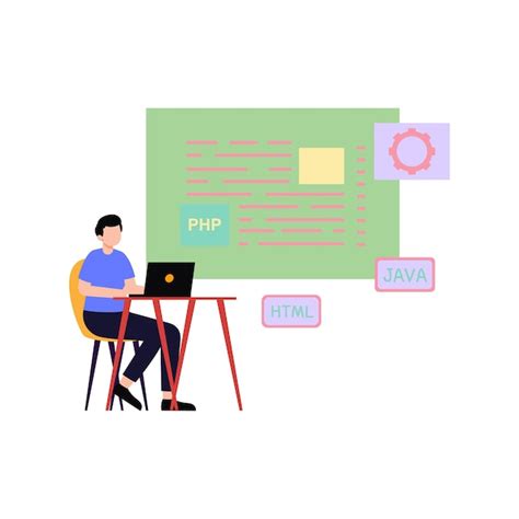Premium Vector The Boy Is Working On Software Programming