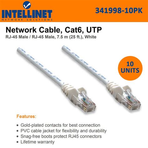 Intellinet Units Network Cable Cat Utp Rj Male Rj Male M Ft White Cat