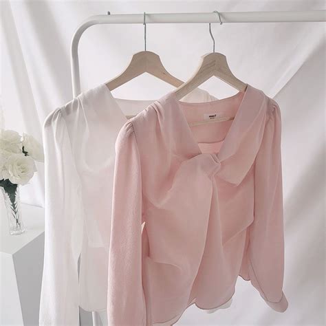 고급소재격식룩데이트룩하객룩 실키블라우스 핑크 흰 블라우스 모달 여성 흰셔츠 2color 에이블리