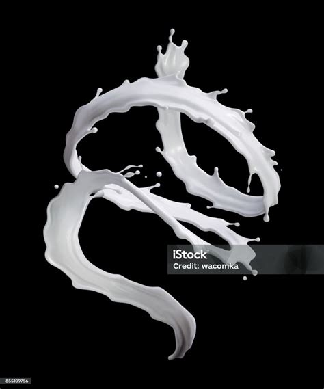 3d 렌더링 디지털 일러스트 레이 션 우유 동적 액체 스플래시 흰 파 검은 배경에 고립 건강한 생활방식에 대한 스톡 사진 및 기타 이미지 Istock