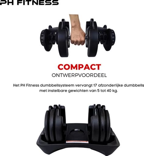 Ph Fitness Verstelbare Dumbbells 40kg 2 Stuks Home Gym 17