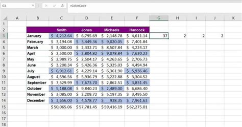 如何在 Excel 中根据填充颜色计算行内单个单元格的数量