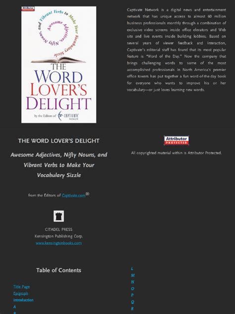 The Word Lovers Delight Awesome Adjectives Nifty Nouns And Vibrant Verbs To Make