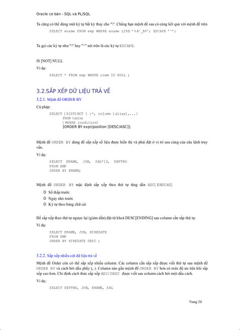 Giáo Trình Oracle Sql Plsql Căn Bản Tiếng Việt Giáo Trình Oracle Sql Plsql Căn Bản Tiếng Việt