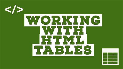 Working With Tables WfTutorials