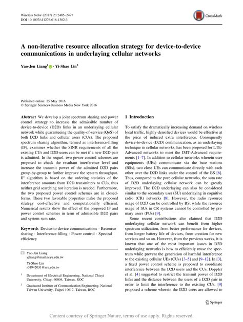 a non iterative resource allocation strategy for device to device
