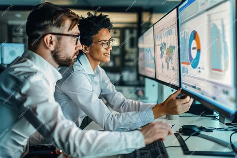 Premium Photo Data Scientists Analyze Datasets In A Modern Lab