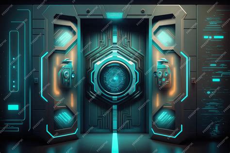 Premium Ai Image Digital Fortress Futuristic Hightech Security System With Biometric