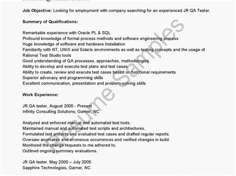 Resume Templates For Qa Tester Resume Samples Jr Qa Tester Resume Sample Williamson