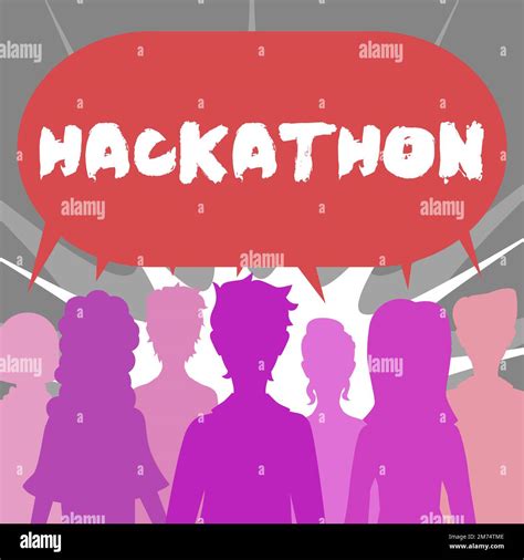 Inspiration Showing Sign Hackathon Business Concept Event Where Large Number Of People Engage