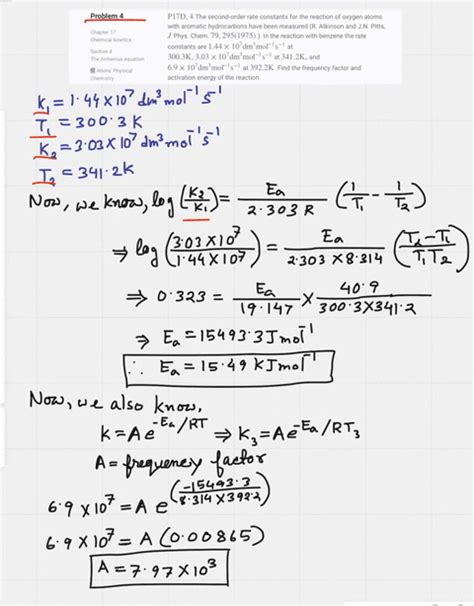 Solvedthe Second Order Rate Constants For The Reaction Of Oxygen Atoms
