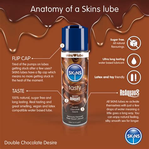 Skins Double Chocolate Water Based Lubricant 4 4 Oz