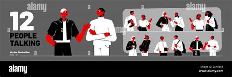 Set Of Talking People Diverse Male And Female Characters Group Speak