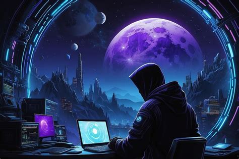 Cybermoon Conundrum Premium Ai Generated Image