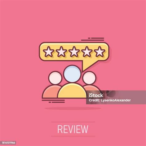 벡터 만화 고객 리뷰 만화 스타일의 사용자 피드백 아이콘 등급 기호 일러스트 그림 그림 스타 등급 비즈니스 스플래시 효과 개념 개념에 대한 스톡 벡터 아트 및 기타 이미지