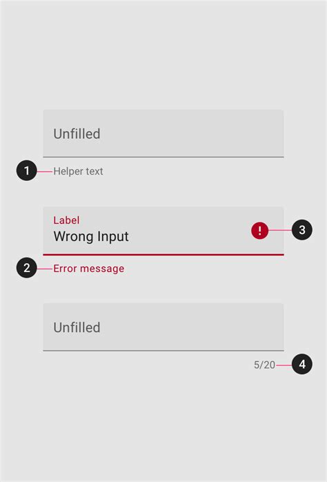 components text fields