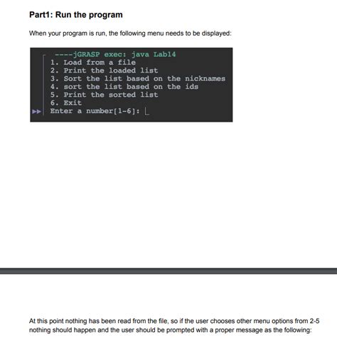 Solved Part Run The Program When Your Program Is Run The Chegg
