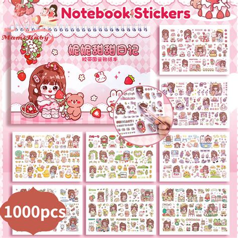 1000pcs Cartoon Girl Book Sticker Super Sweet Nini Illustrated Book Diy