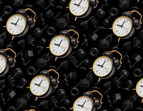 Premium Photo 3d Pattern Of Black Retro Alarm Clock With Arrow And