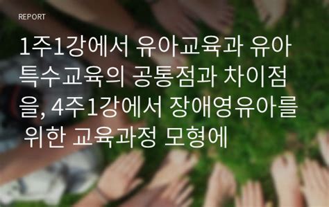 1주1강에서 유아교육과 유아특수교육의 공통점과 차이점을 4주1강에서 장애영유아를 위한 교육과정 모형에 레포트