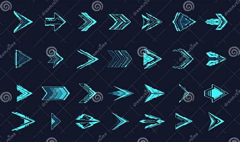 Hud Arrows Hologram Sci Fi Arrow Or Futuristic Light Triangle Pointers Digital Directional
