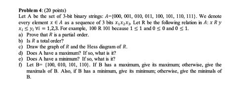 solved problem 4 20 points let a be the set of 3 bit