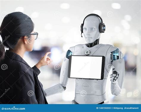 Robot Assistant Concept Stock Illustration Illustration Of Headphones