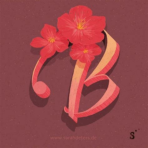 The Beautiful Letter B With Red Flowers