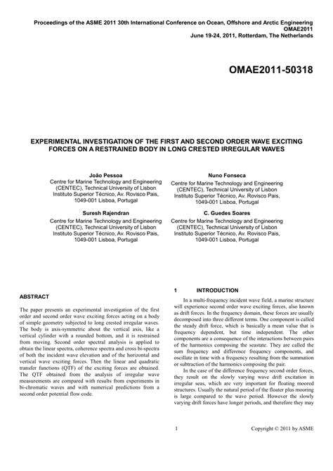 Pdf Experimental Investigation Of The First And Second Order Wave