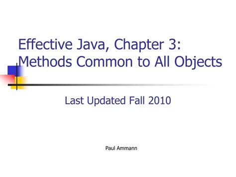 Ppt Effective Java Chapter 3 Methods Common To All Objects