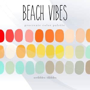 Beach Vibes Procreate Color Palette 30 Handpicked Swatches Etsy