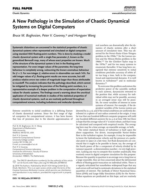 pdf a new pathology in the simulation of chaotic dynamical systems on