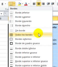 Formato A La Tabla Dibujar Bordes Excel