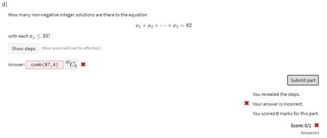 solved d how many non negative integer solutions are there