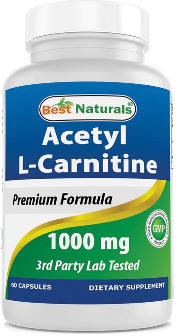 Ацетил L-карнитин Best Naturals Acetyl L-Carnitine 1000 мг 60 капсул ...