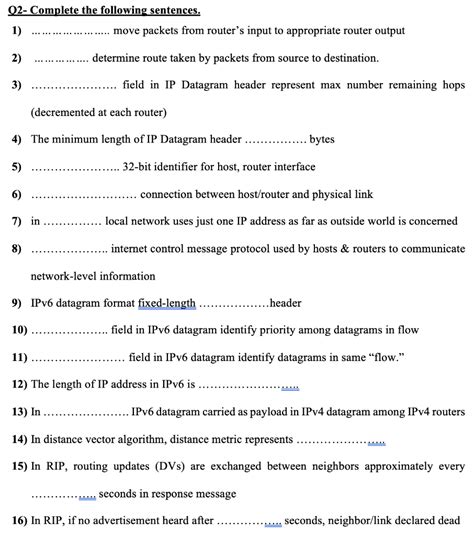 Solved Chapter Network Layer In Q Choose The Correct Chegg