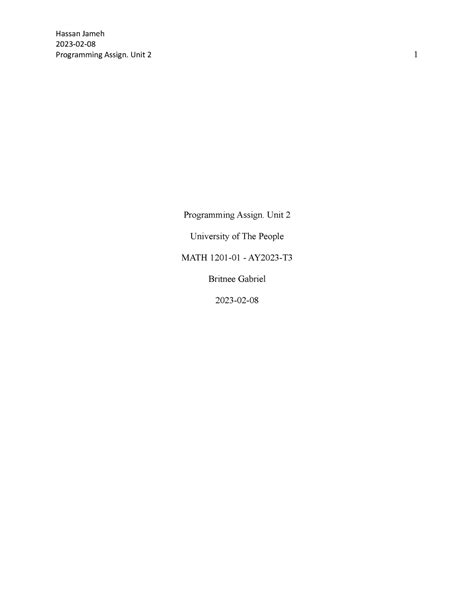 Programming Assign Unit 2 Hassan Jameh 2023 02 Programming Assign