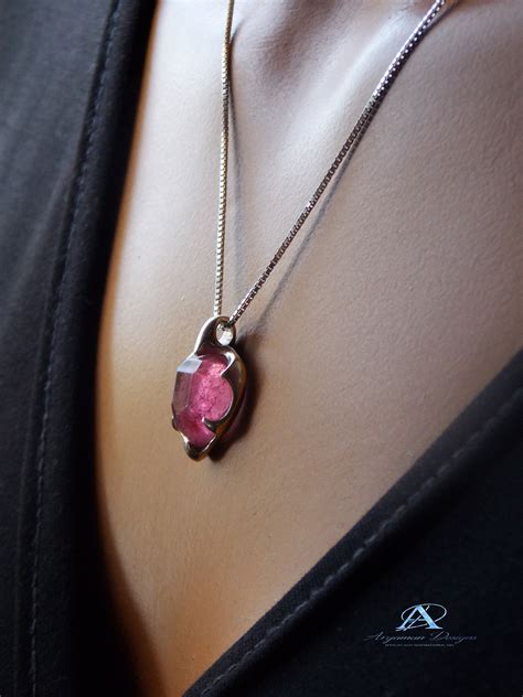 Pink Tourmaline Silver Pendant Natural Pink Tourmaline Pendant