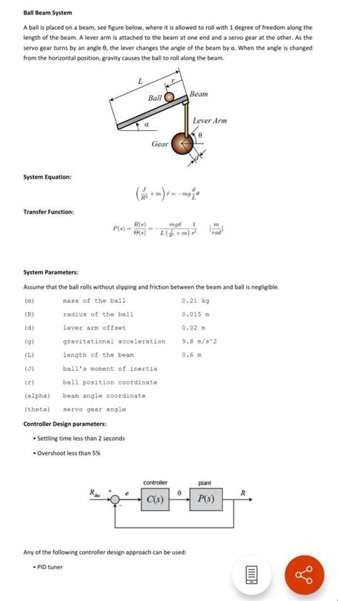 Ball Beam System A Ball Is Placed On A Beam See