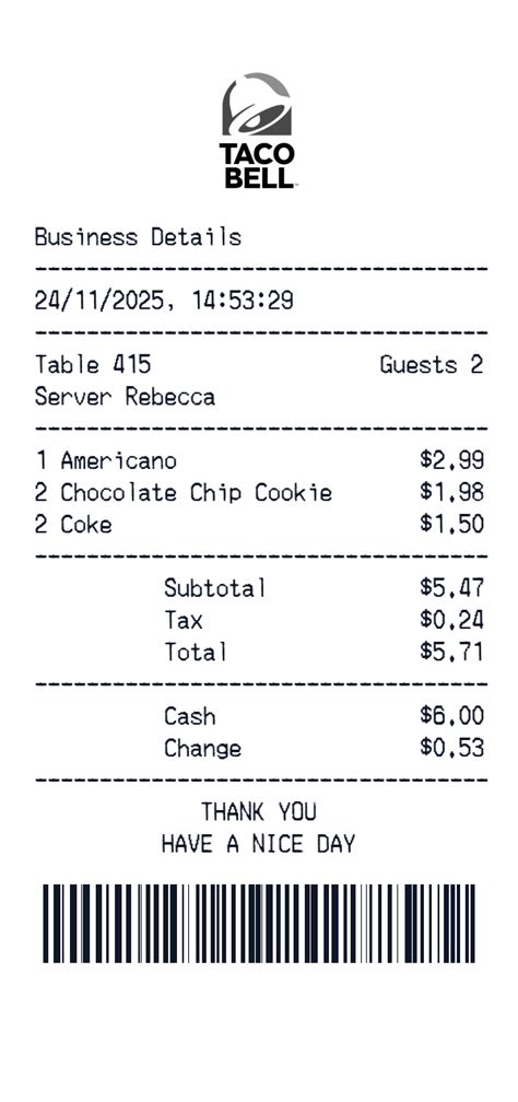 Free Taco Bell Receipt Generator